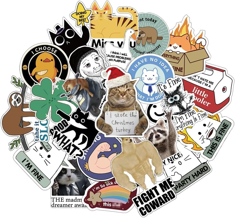 Amazon.com: 25PCS Fridge Magnets, Funny Memes, Cool Cat Fun Meme ...