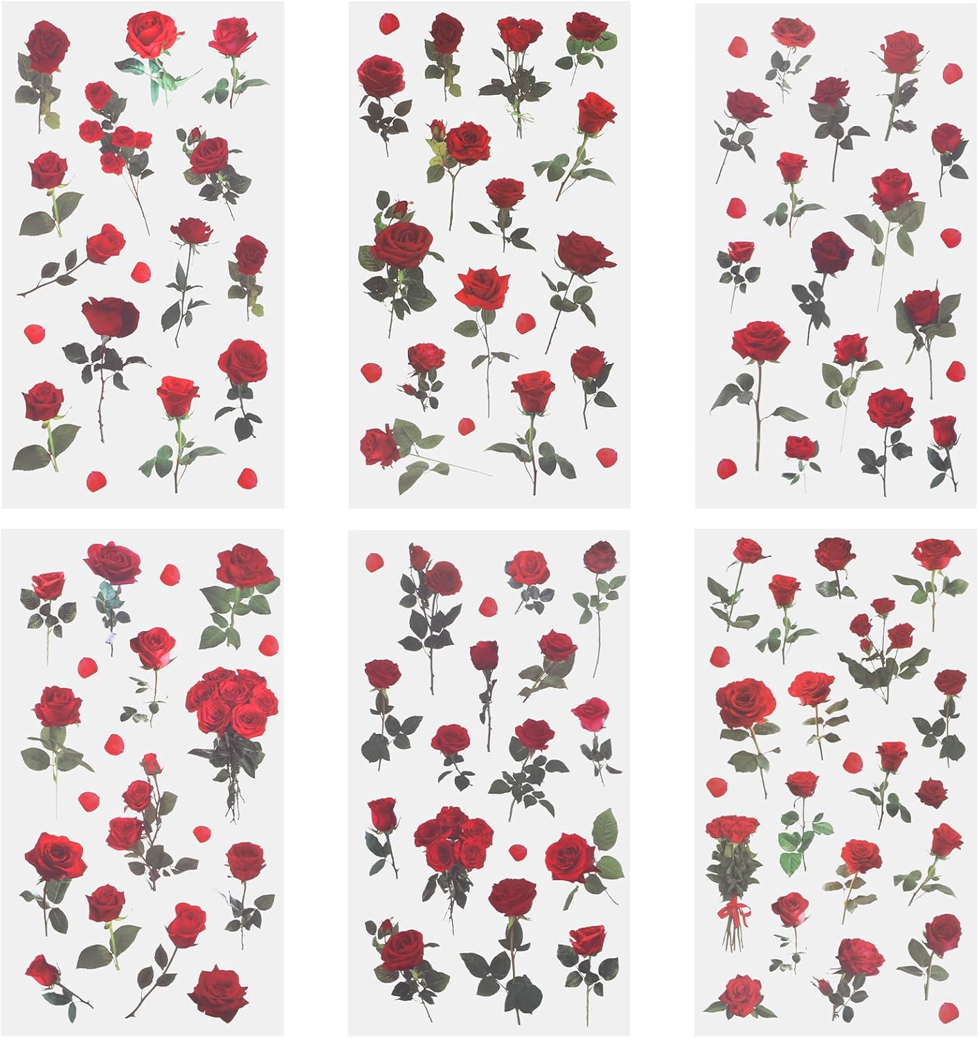 Amazon.com: Rose Stickers, 6 Pcs Transparent Decals for Crafts ...