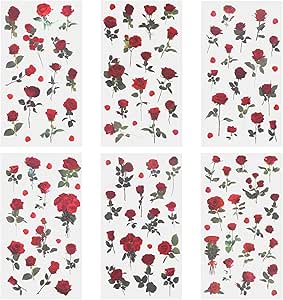 6 Blatt Scrapbooking Aufkleber, Rosen Sticker Pet Blumen Aufkleber ...