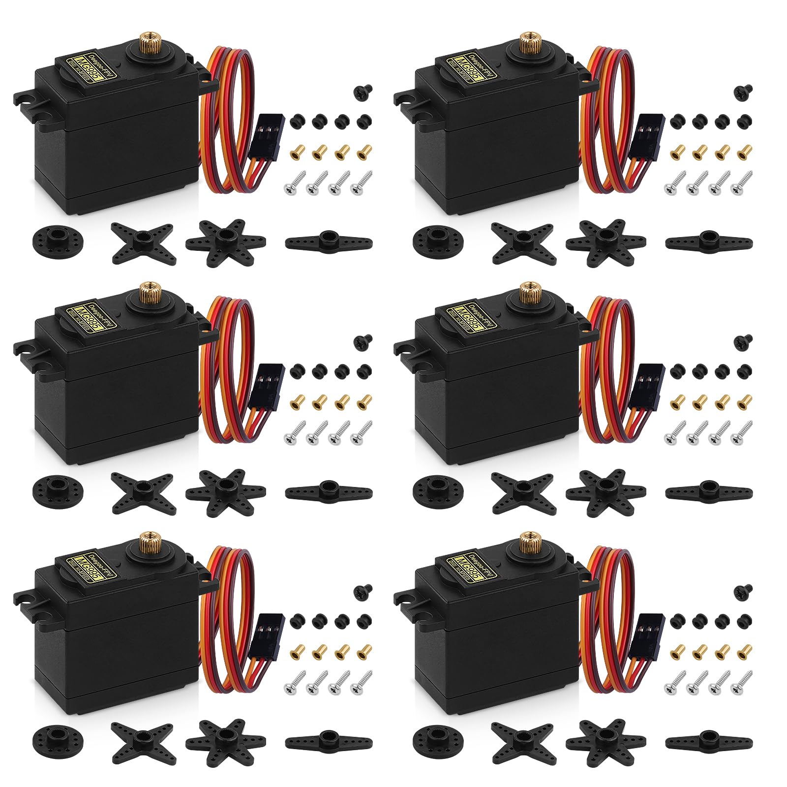 Amazon.com: 6pcs MG995 55G Micro Servo Motor Metal Geared Motor Kit for ...