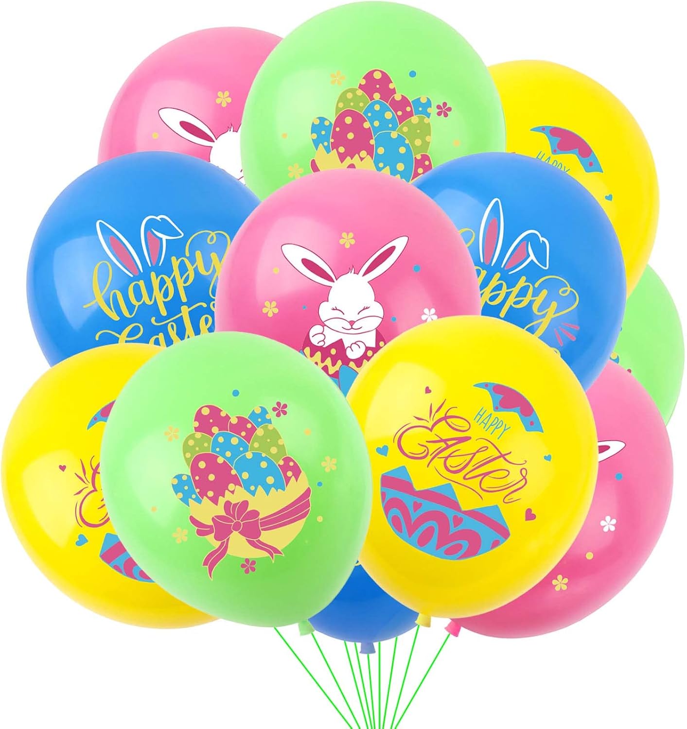 Amazon.com: HADCKJA Happy Easter Balloons Bunny Eggs Balloons Green ...