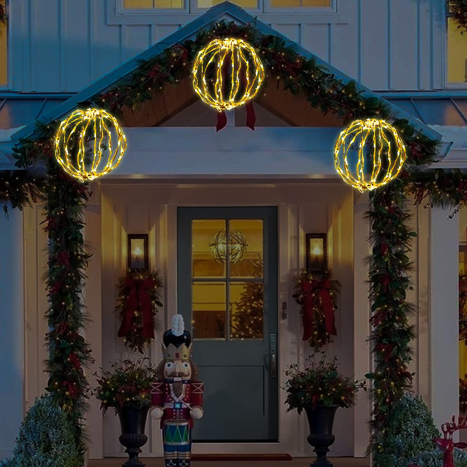 Outdoor Lighted Tree Balls Aluminum Folding Spheres (Multi Pack)