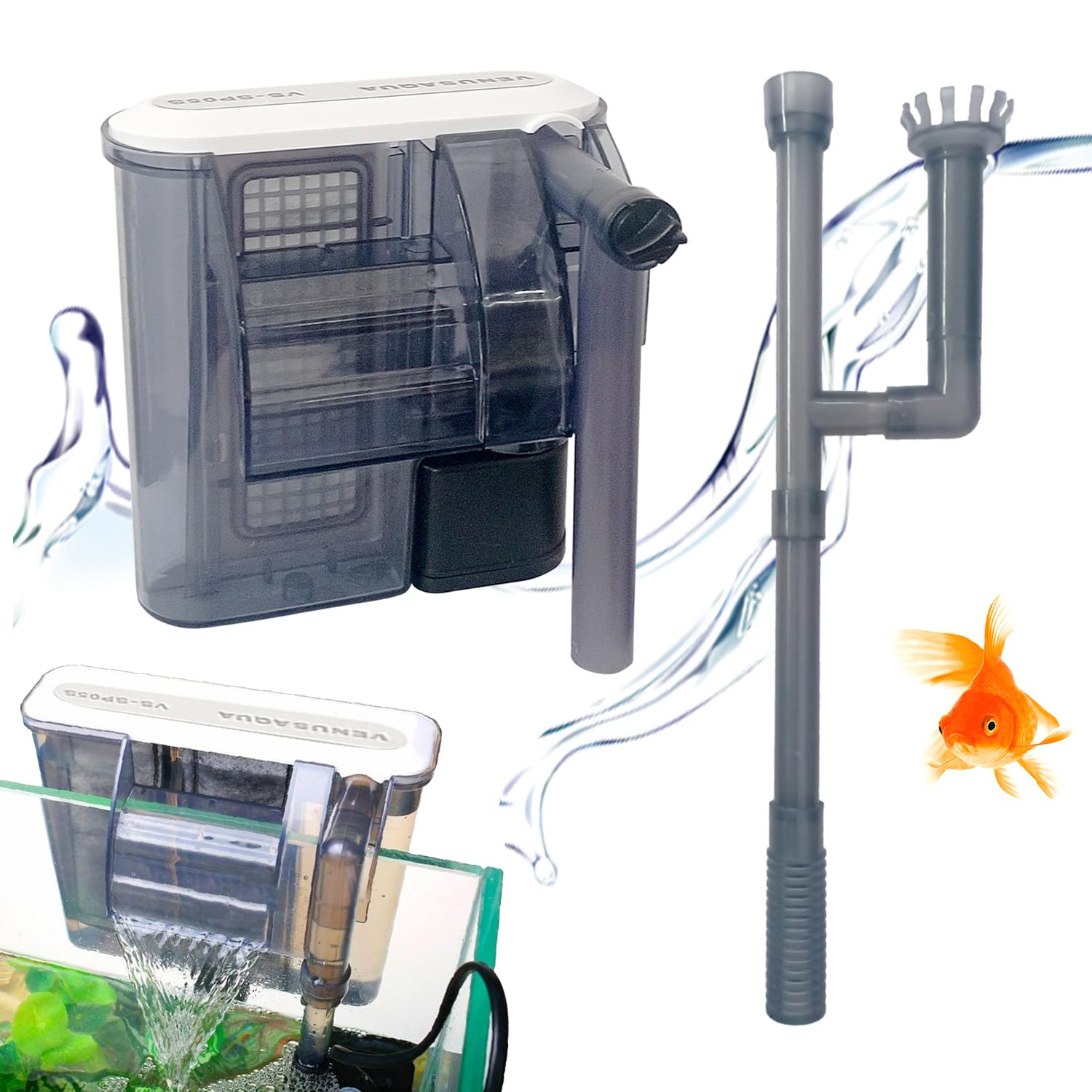 Jainsons Pet Products Ultra-Quiet Aquarium HOB Filter with Oil Skimmer ...