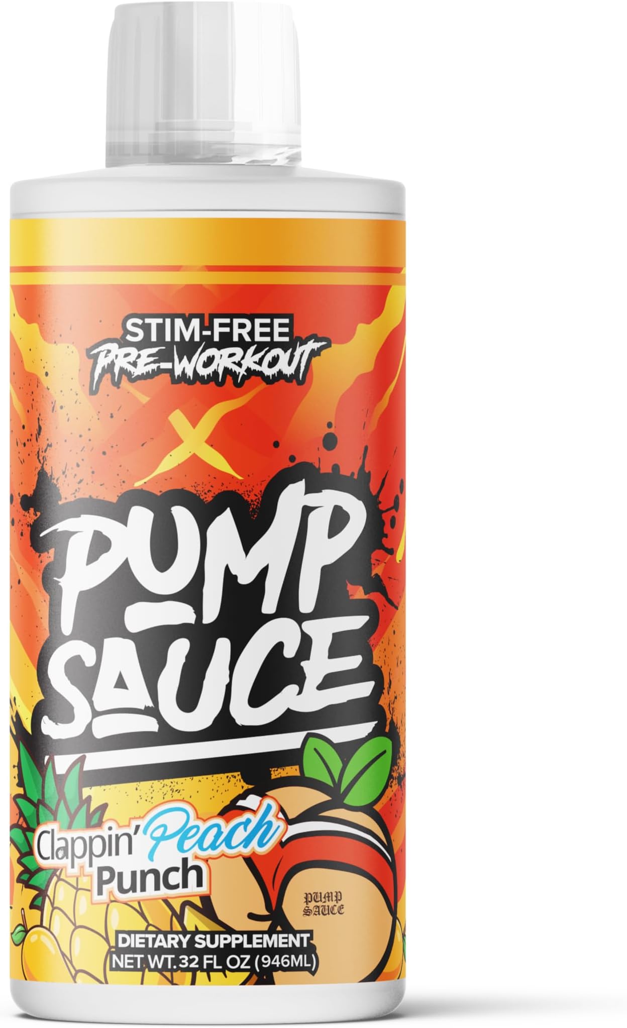 Amazon.com: Pump Sauce Pre-Workout - 32 oz, Clappin Peach Punch, No Caffeine, Full Spectrum ...