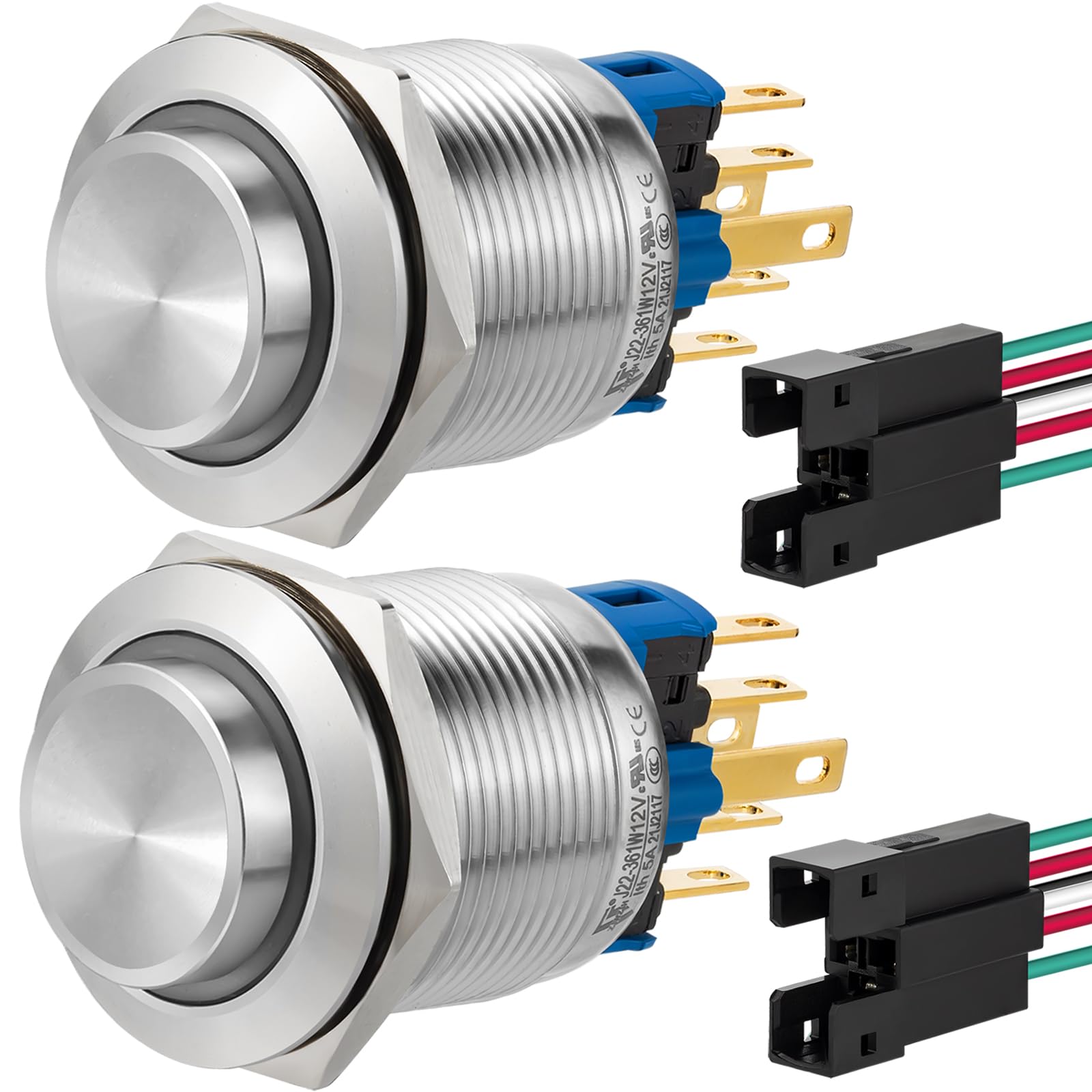 Snapklik.com : (2PCS) 22mm Latching Push Button Switch 12V DC High ...