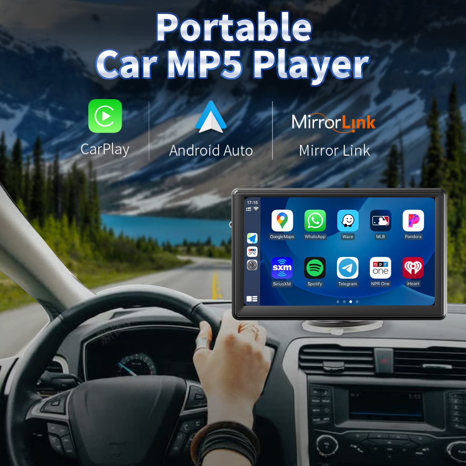 Snapklik.com : Portable Apple Carplay Screen Dash Mount,Wireless ...