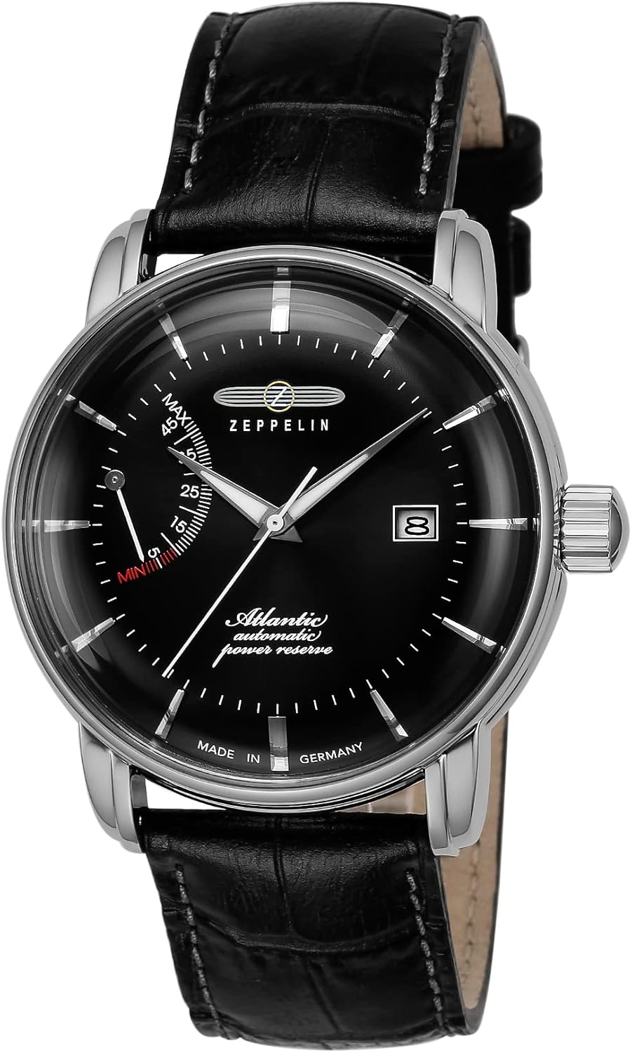 Amazon.com: Zeppelin Atlantic Black Dial Stainless Steel Mineral Glass ...