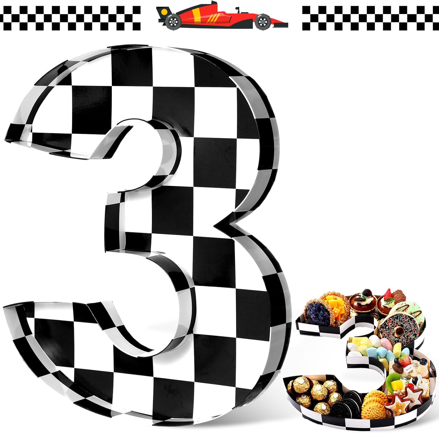 Amazon.com: Mifoci 13.7" Race Car Cardboard Fillable Number Box for ...