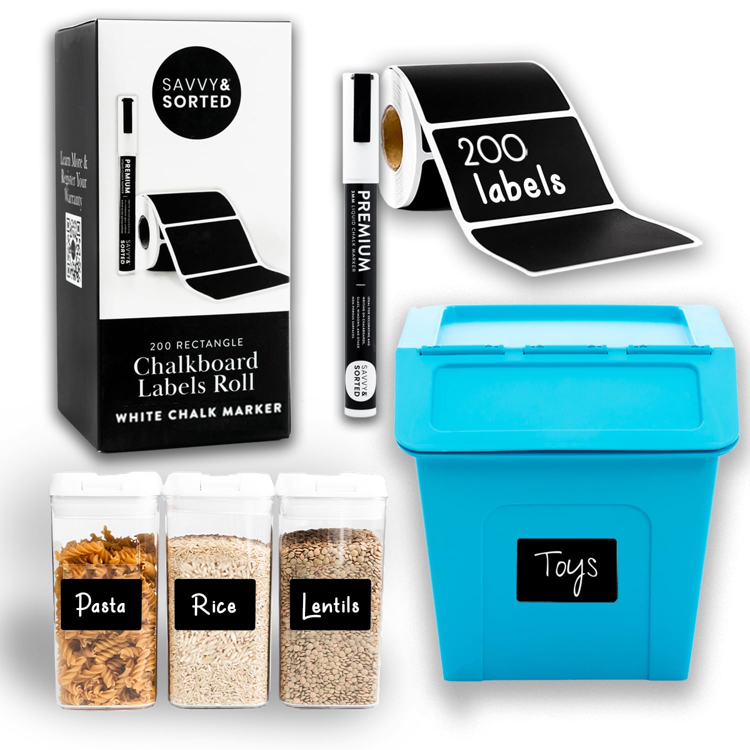 200 Chalkboard Labels For Storage Bins Removable Black Stickers With ...