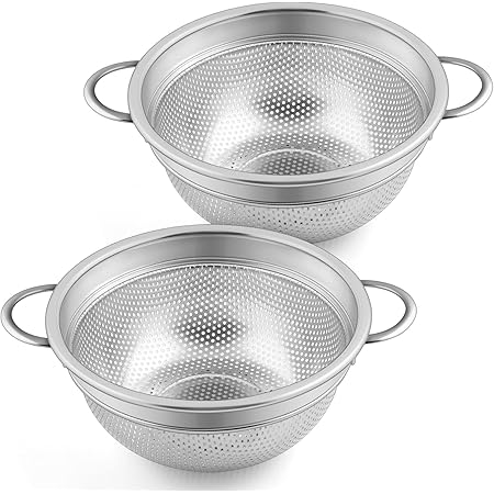 Stainless Steel Colander Set of 3 (1-3-5Quart), E-far Micro-Perforated ...