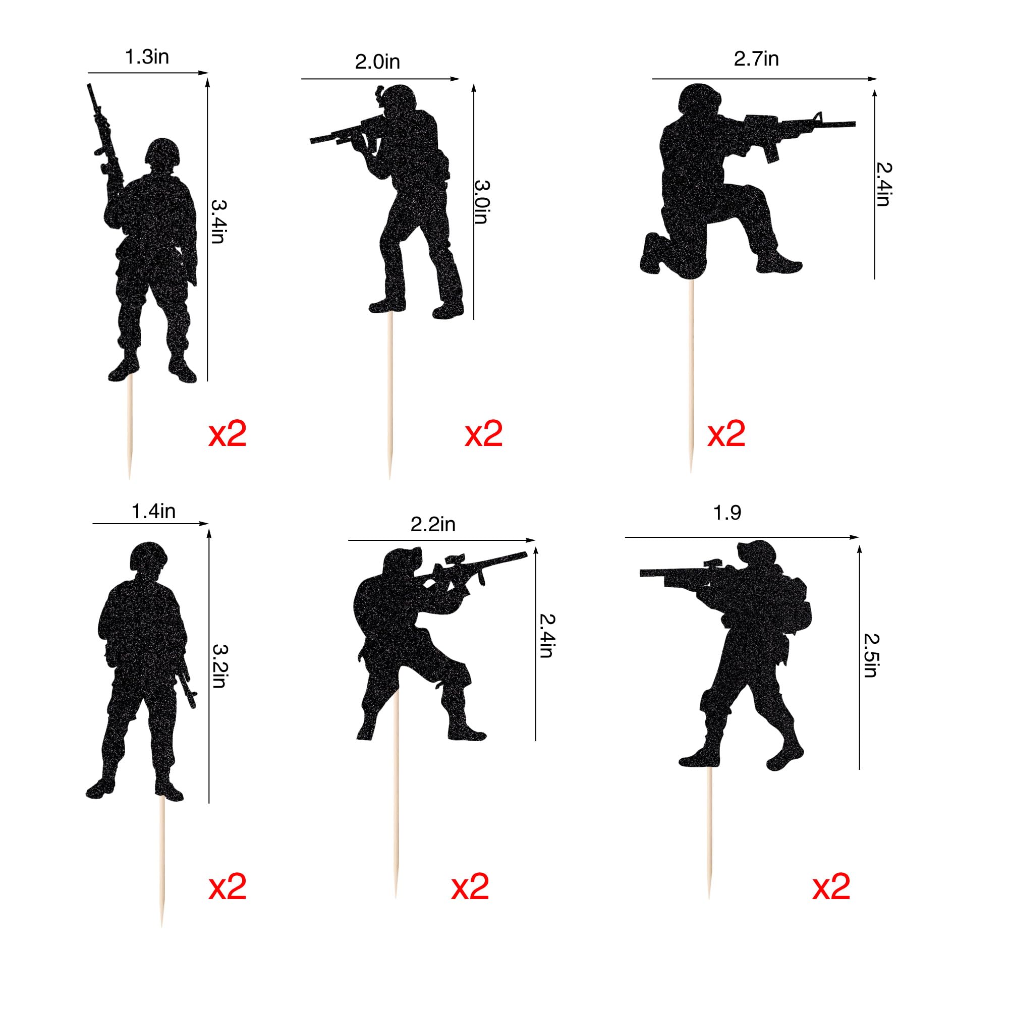 Snapklik.com : Naicaek 12 PCS Military Soldier Cupcake ToppersSoldiers Day