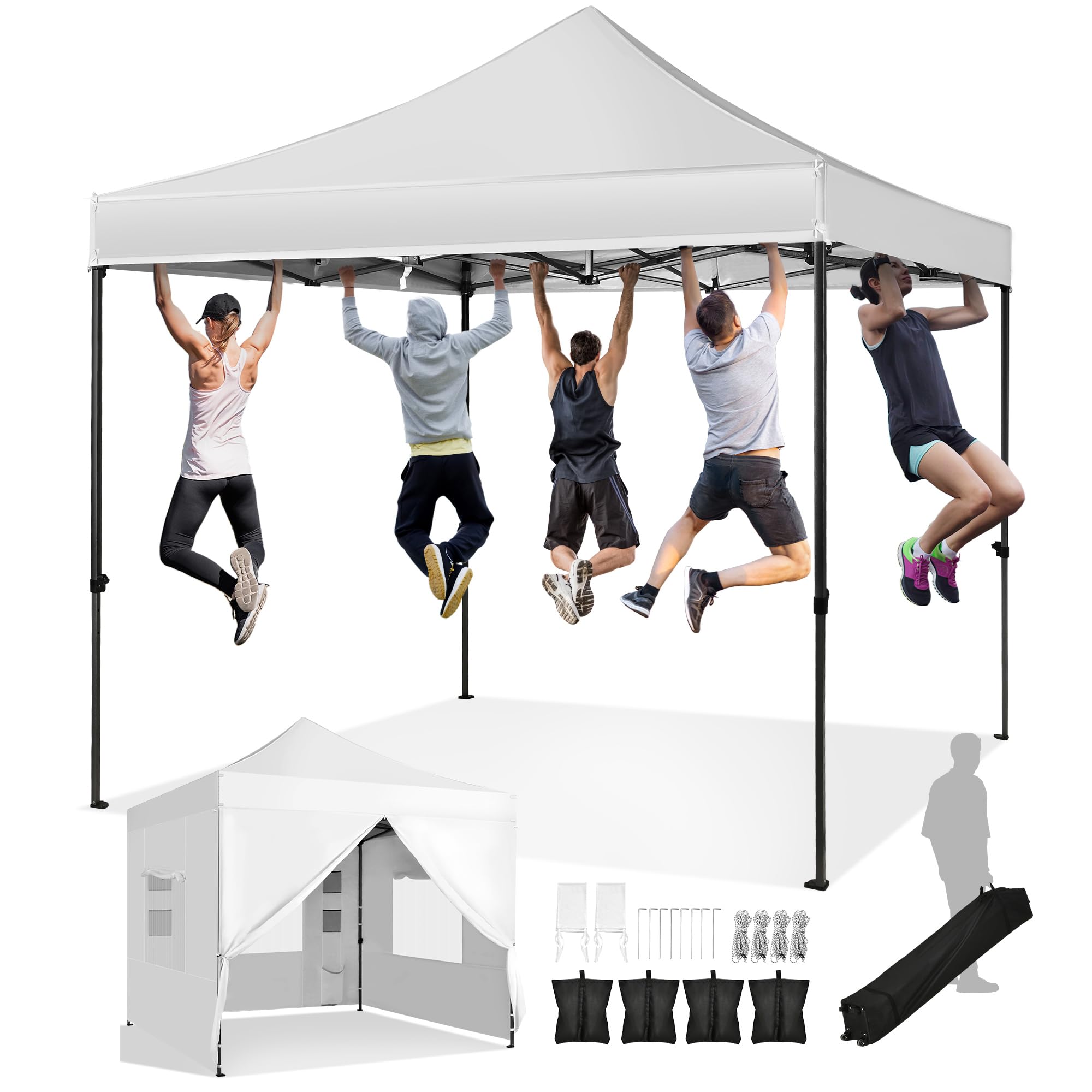 Amazon.com: DWVO 10x10 Pop Up Heavy Duty Canopy Tent with 4 Removable ...
