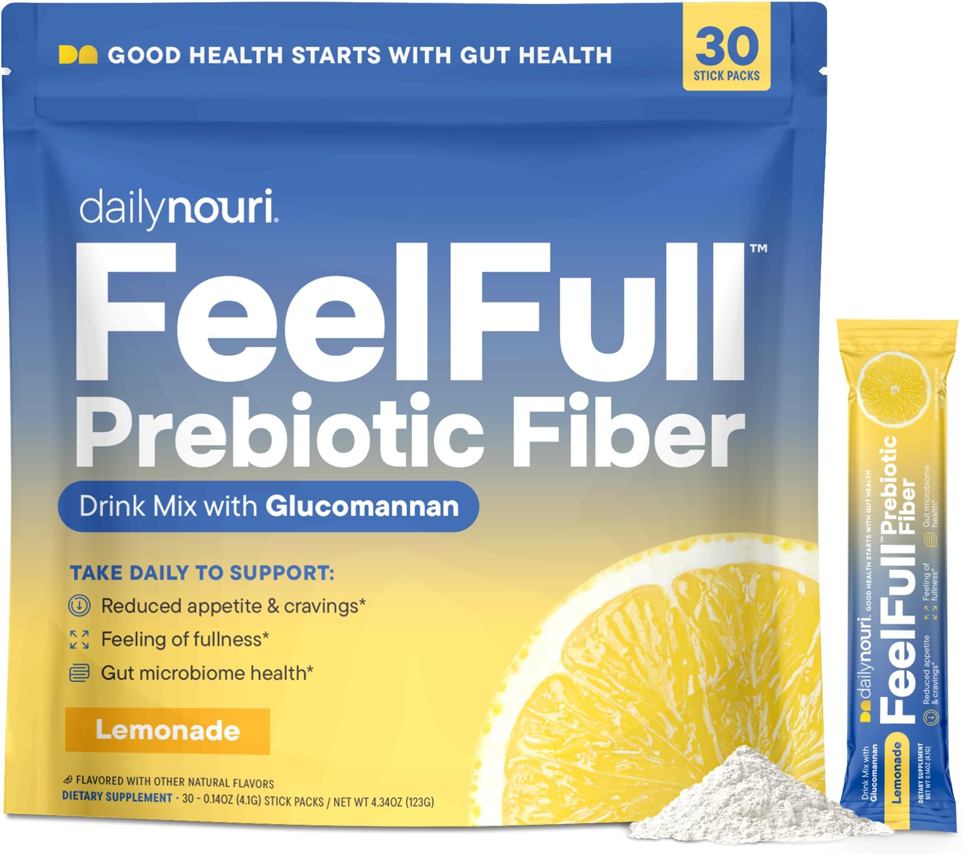 Amazon.com: Daily Nouri FeelFull Prebiotic Fiber Drink Mix with ...