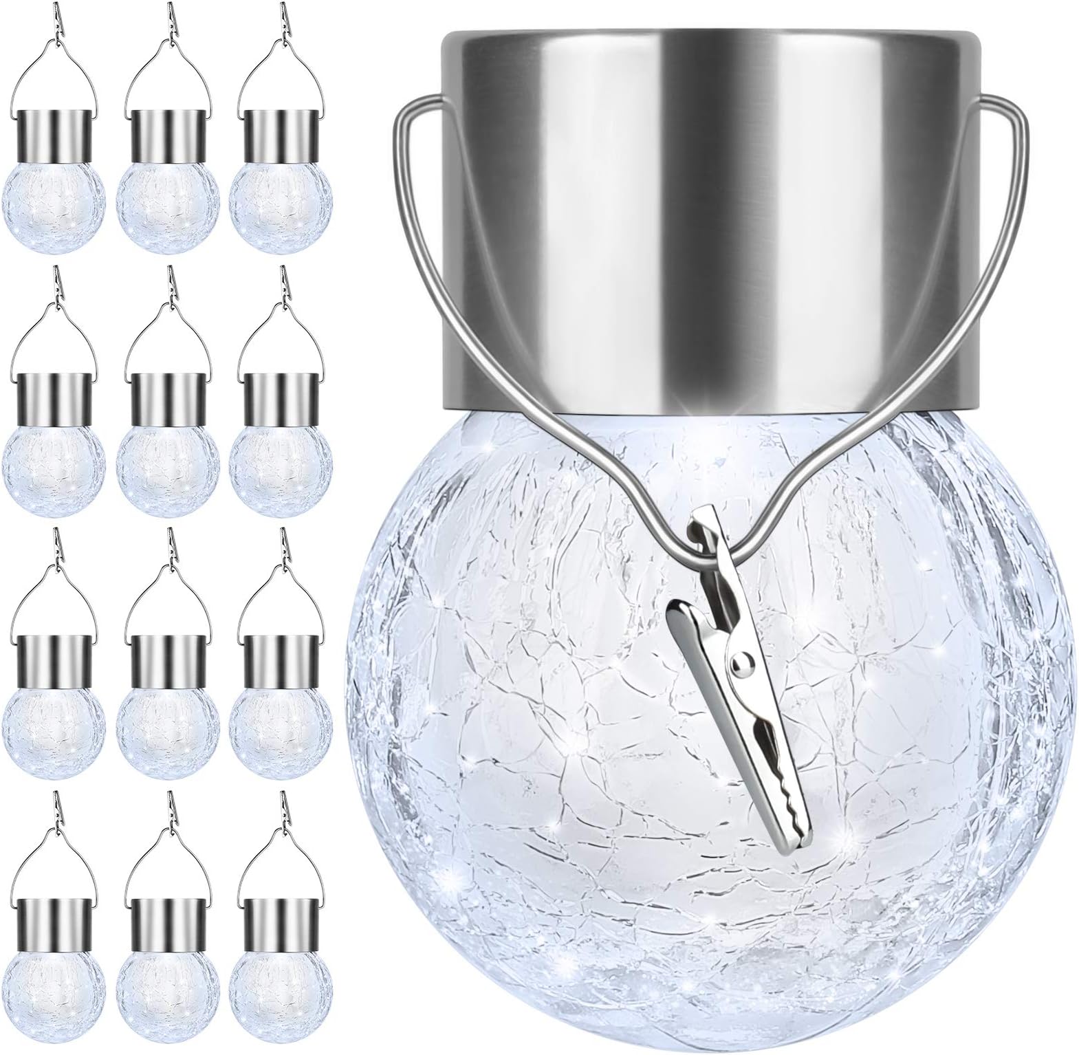 SUNWIND Hanging Solar Ball Lights Outdoor - 8 Pack Cracked Glass ...