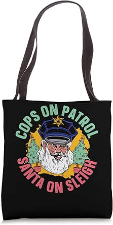 Amazon.com: Cops On Patrol Santa On Sleigh Santa Police Christmas Tote ...