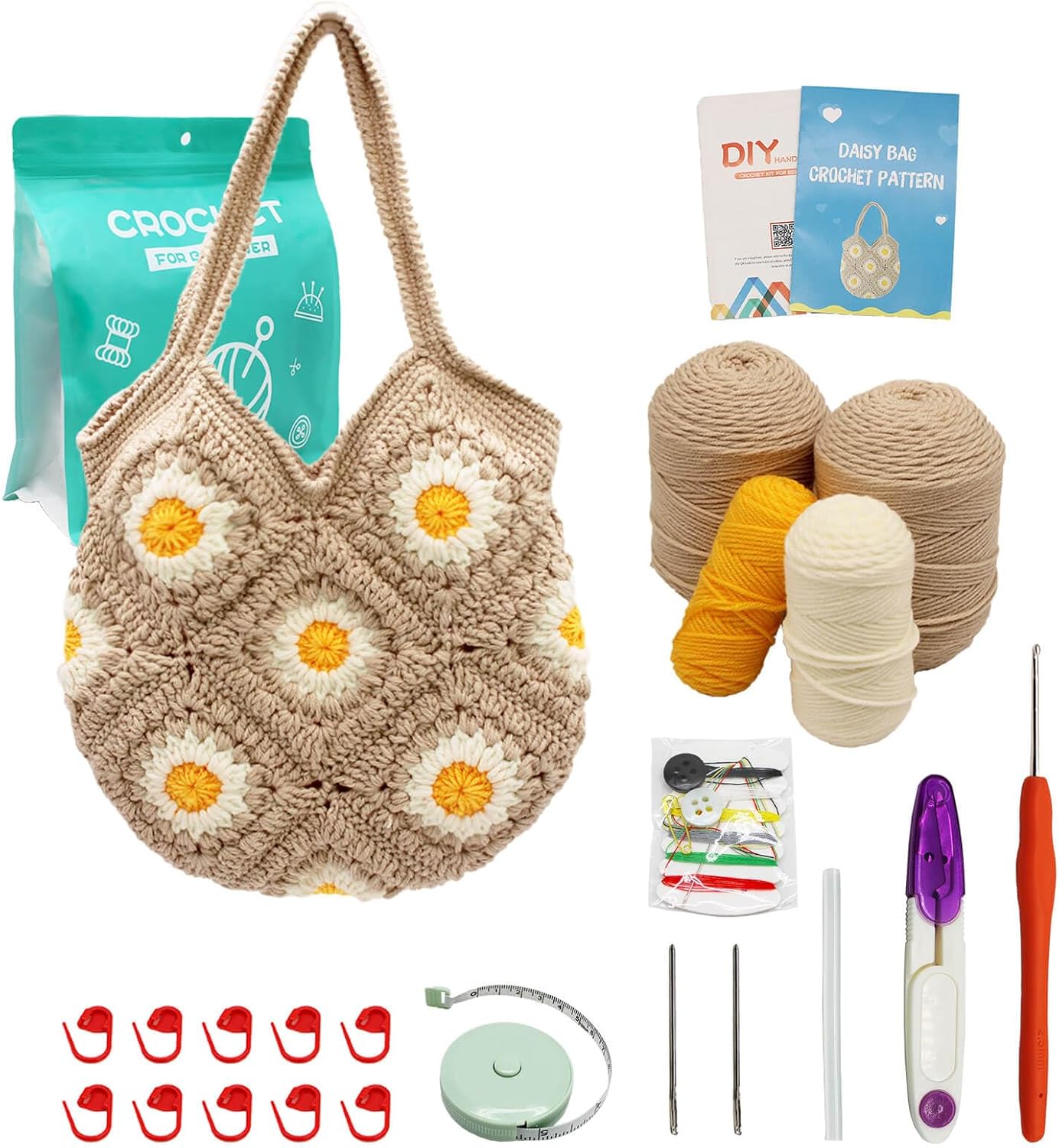 Amazon.com: Uongeod Crochet Kit for Beginners Daisy Tote Bag DIY ...