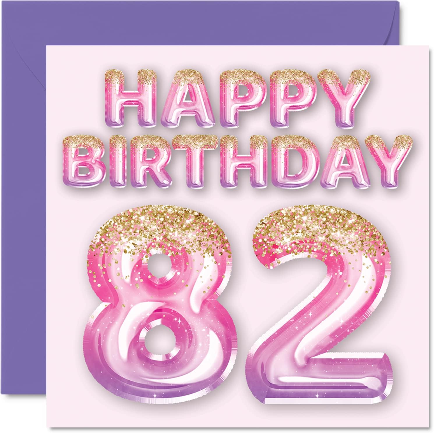Carte d'anniversaire 82e anniversaire pour femme – Ballons roses et ...