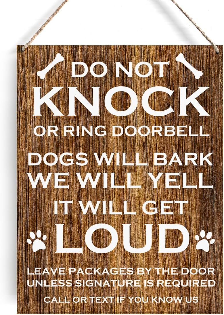 Amazon.com: Do Not Knock or Ring Door Bell Sign Dog Lovers Signs Wall ...