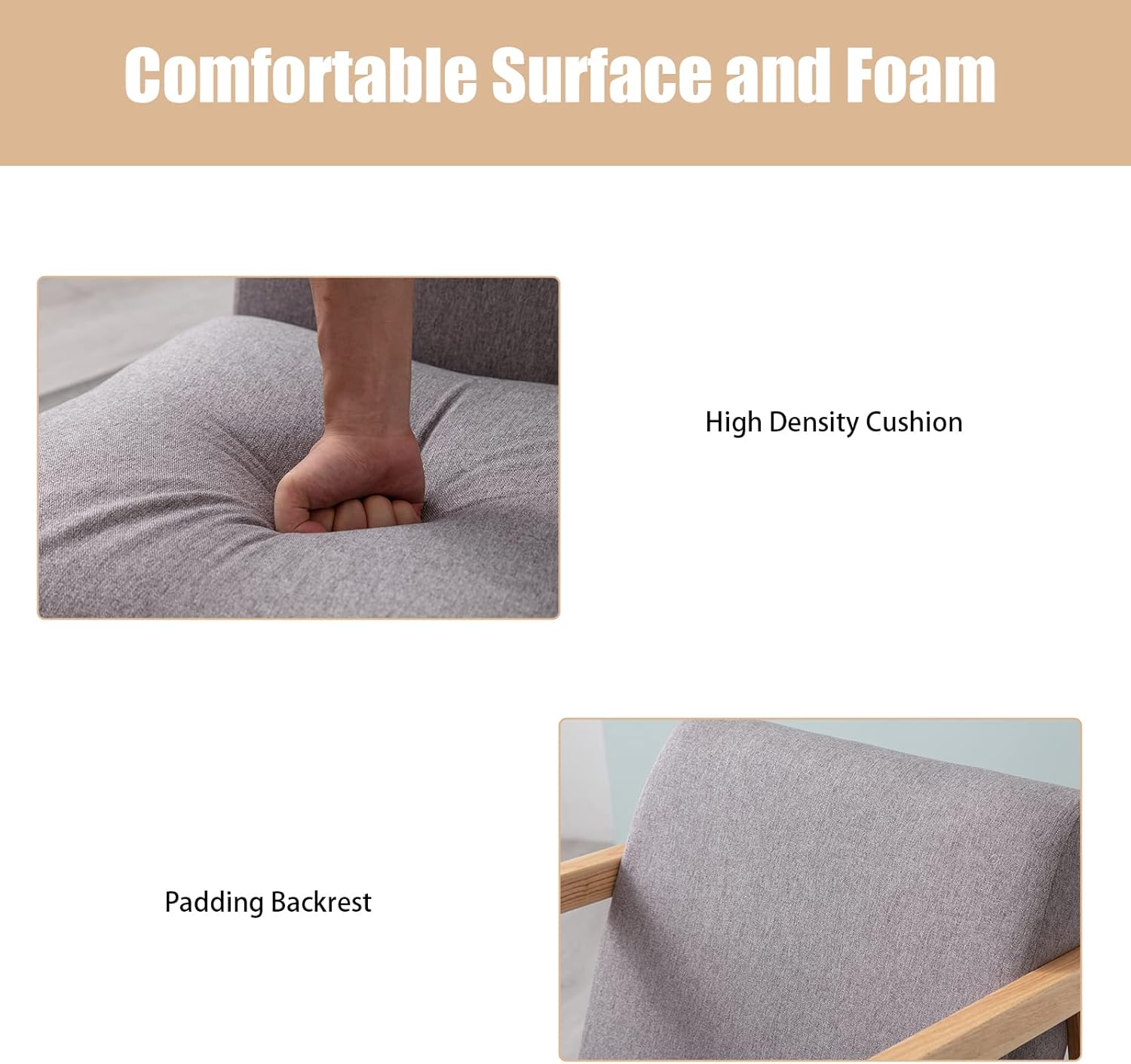 INZOY Moderna silla mecedora para guardería, silla mecedora tapizada ...