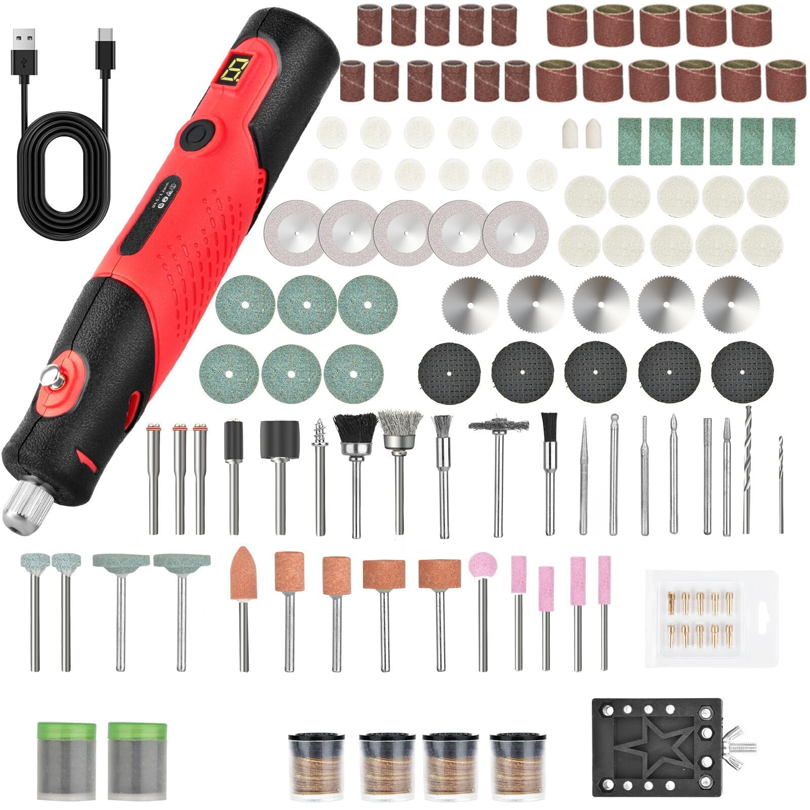 Cordless Rotary Tool Kit: 4.2V Mini Engraving Tool, 5-Speed and USB ...