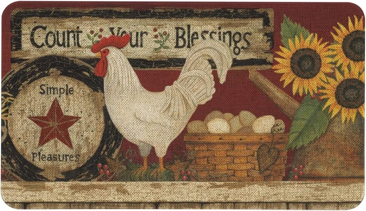 Amazon.com: Farmhouse Kitchen Rugs and Mats, Farm Rooster Door Mat ...