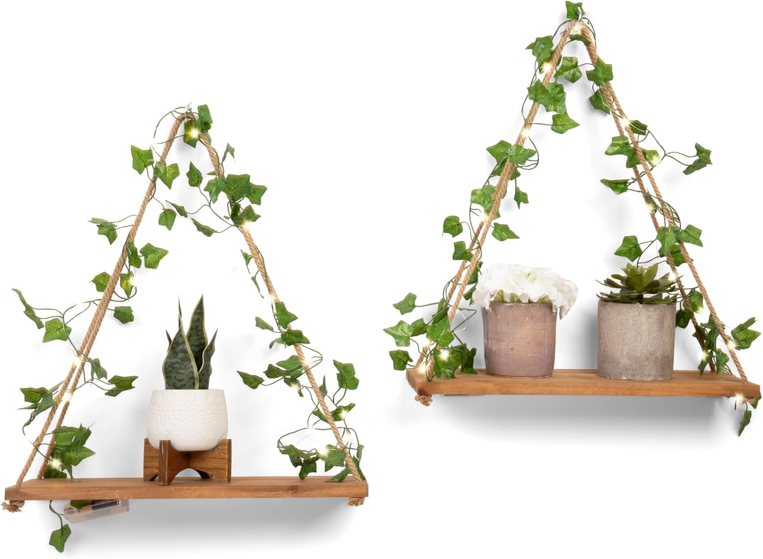 Amazon.com: Jenasti Hanging Shelves Set of 2- Macrame Shelf with ...