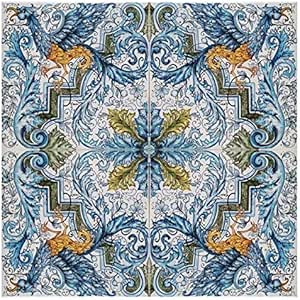 Amazon.com: Ghenos Handpainted Italian Ceramic 15.7-inch Tile Mural ...