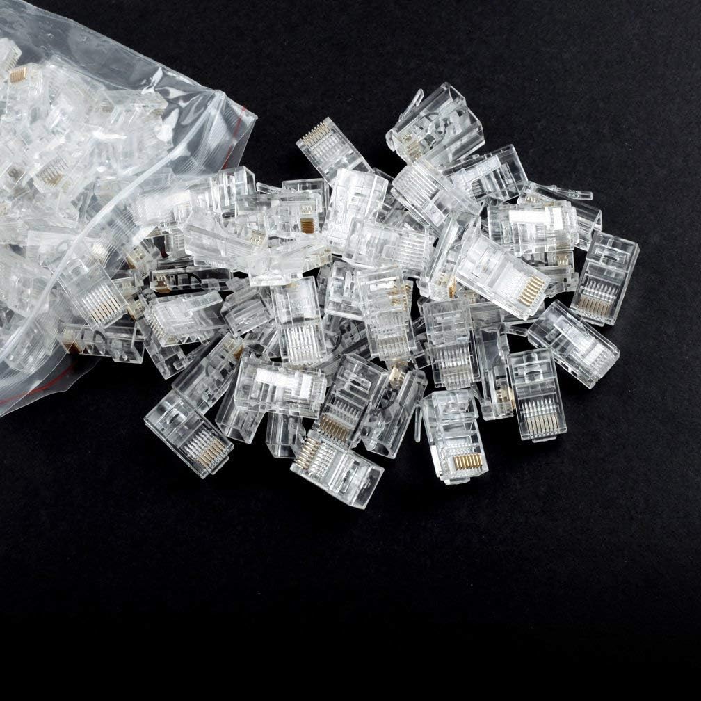 Lot de 100 CAT5E Connecteurs RJ45, Ethernet Réseau Embout UTP 8P8C ...