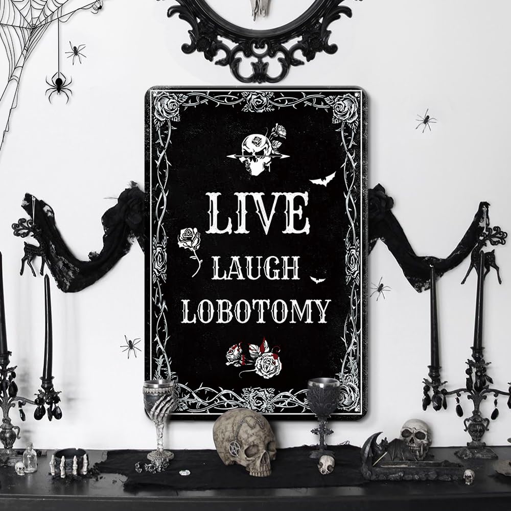 Amazon.com: Gothic Decor Live Laugh Lobotomy Metal Signs, Gothic ...