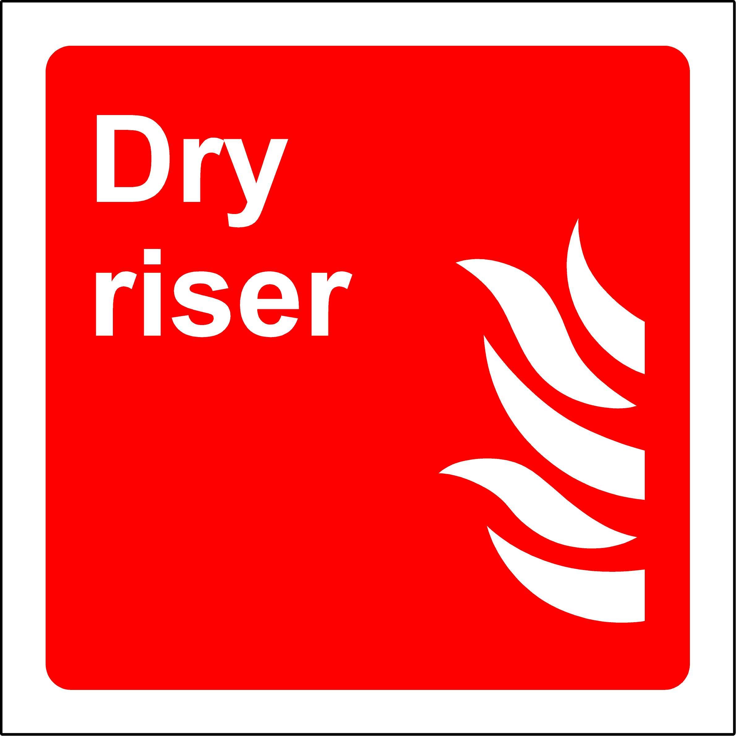 Dry riser fire Safety sign - Self adhesive sticker 200mm x 200mm ...