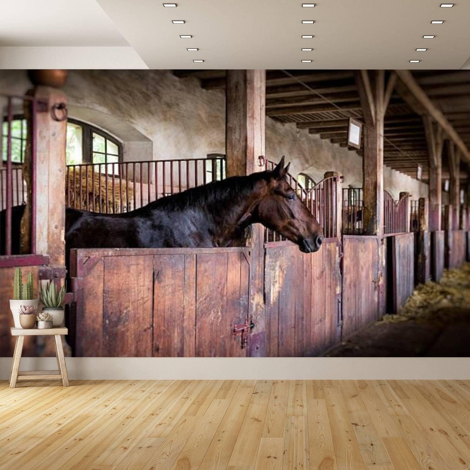 PVC Wallpaper Horse in The Box Stable Country barns and Pictures Peel ...
