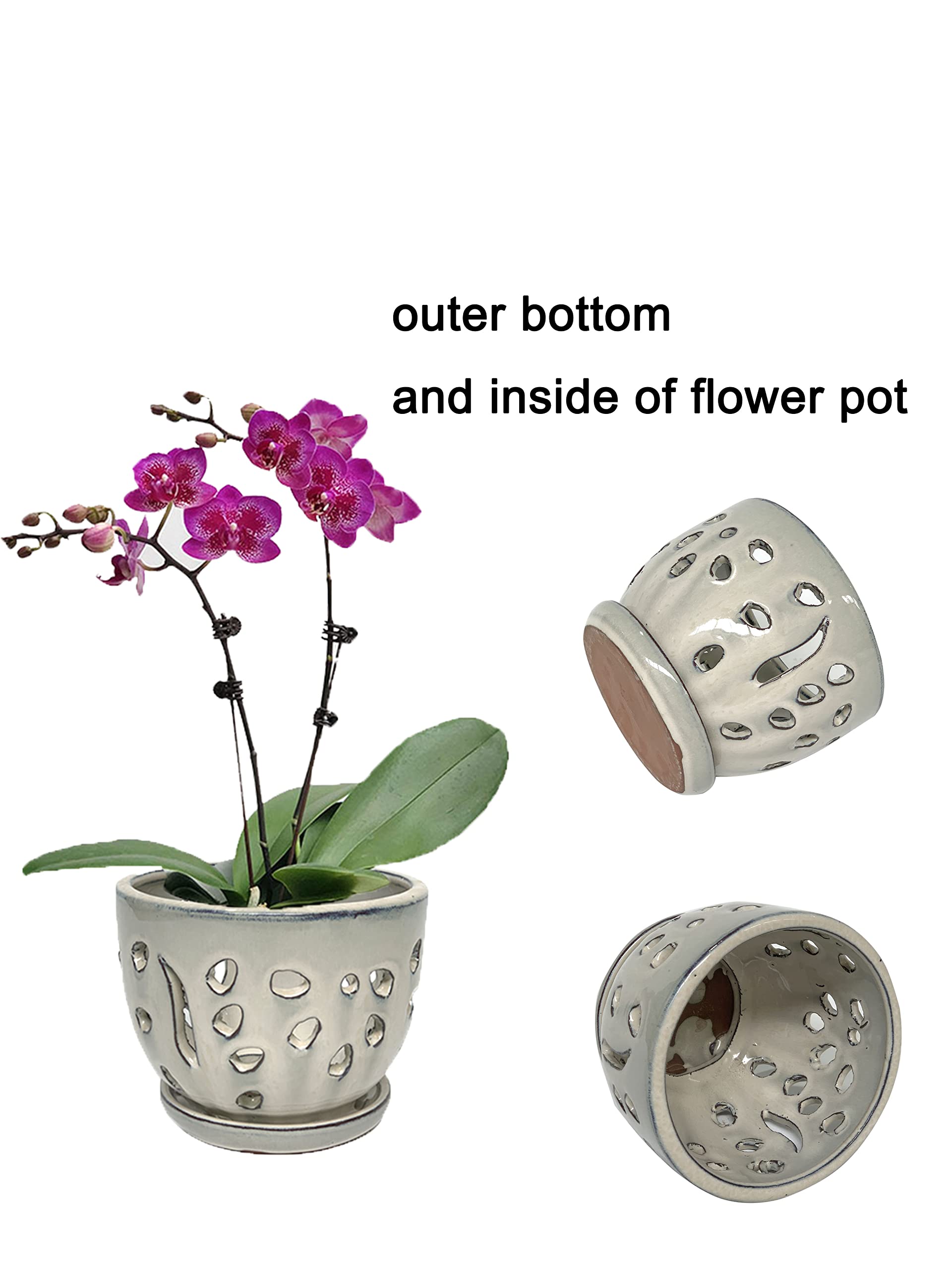 Snapklik.com : Beitewei Orchid Pot Round Ceramic Flower Container ...