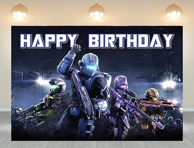 Amazon.com: Master Chief Backdrop for Birthday Party Supplies 5x3ft ...