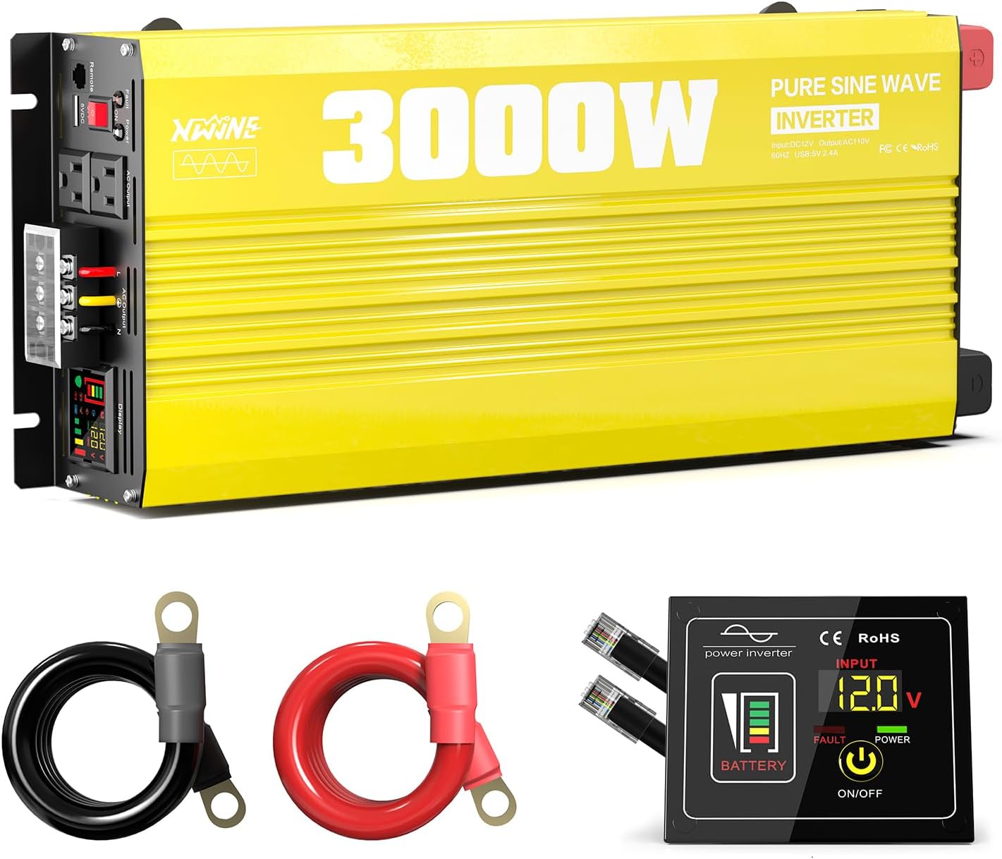 Amazon.com: 3000W Power Inverter,Peak Power 6000W 12V DC to AC 110V120V ...