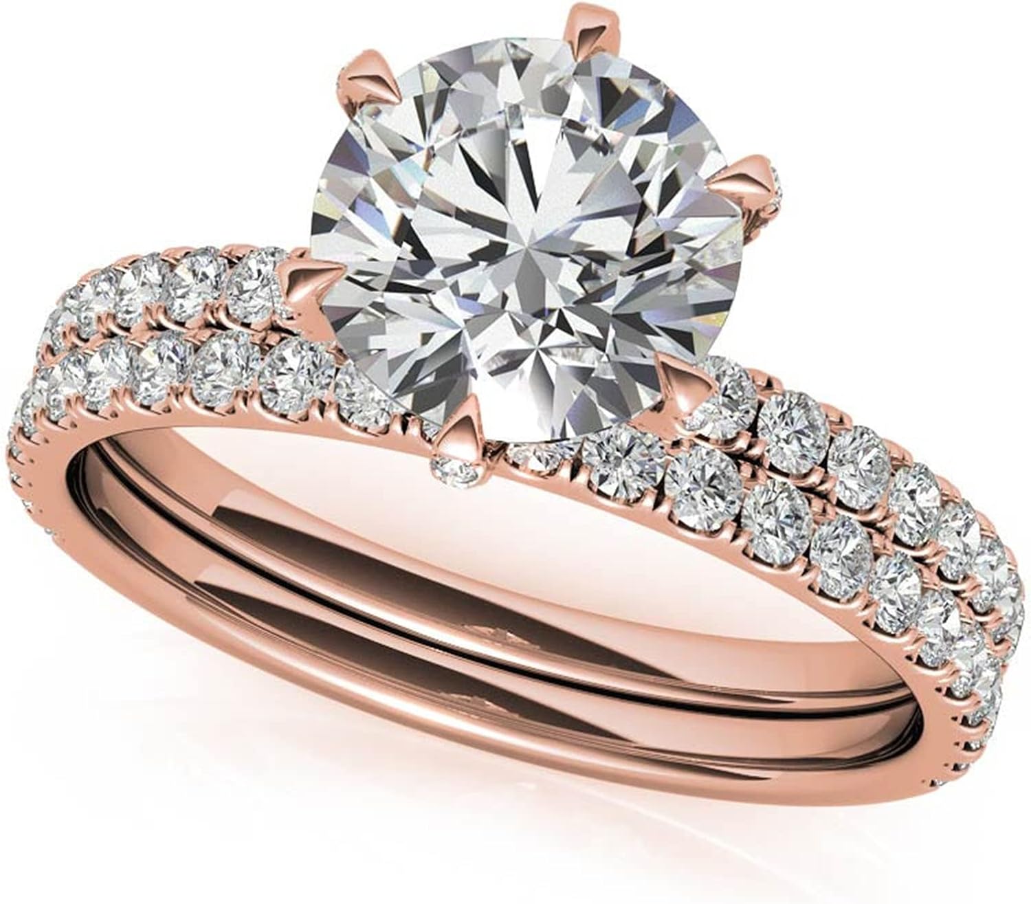 Amazon.com: Luyona Classic Round Wedding Ring Set for Women Bridal Sets ...