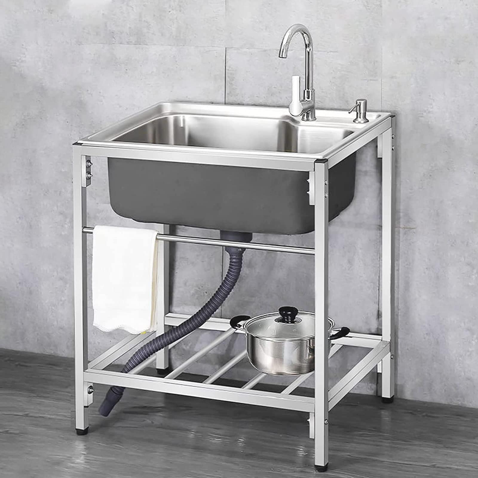 Kitchen Sink for Washing Single Bowl 304 Stainless Steel Utility Sinks ...
