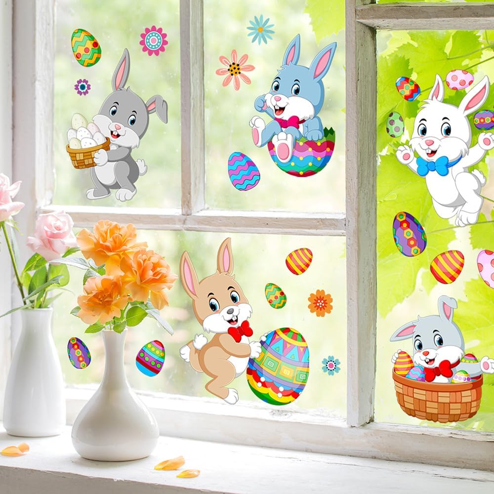 Amazon.com: 2 Sheets Easter Window Clings Window Stickers Wall Stickers ...