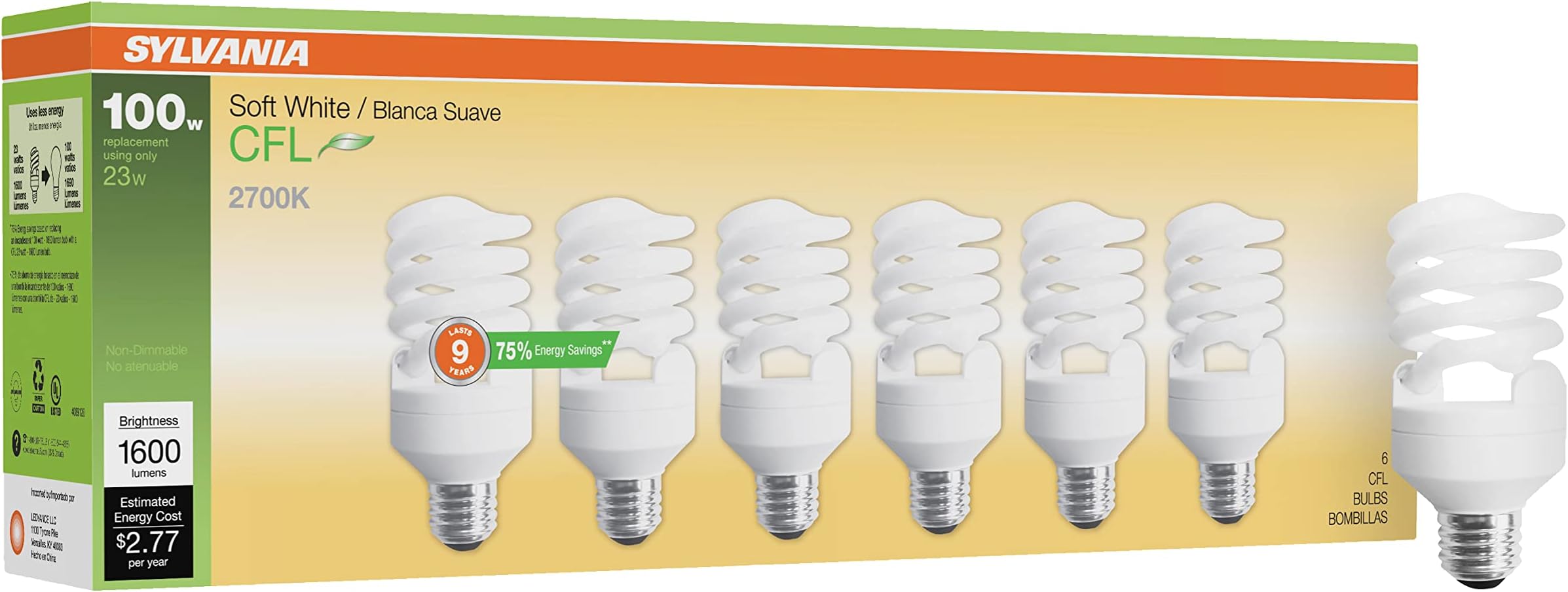 Sylvania 13W CFL T2 Spiral Light Bulb, 60W Equivalent, 850 Lumens ...