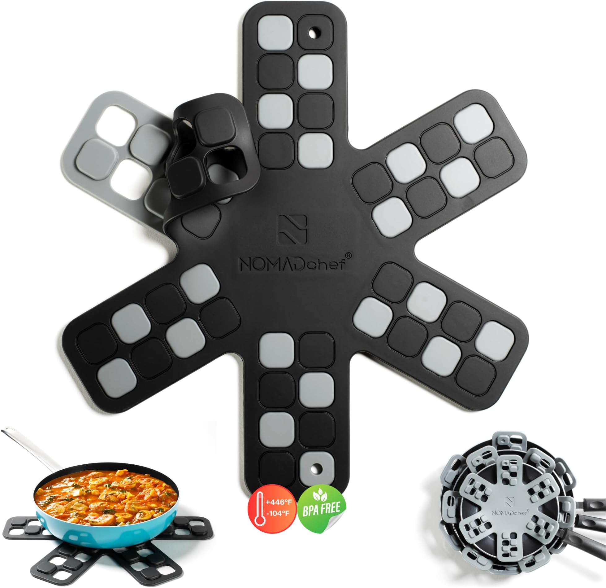 Amazon.com: NOMADCHEF Dual-Use Trivets for Hot Dishes & Silicone Pan ...