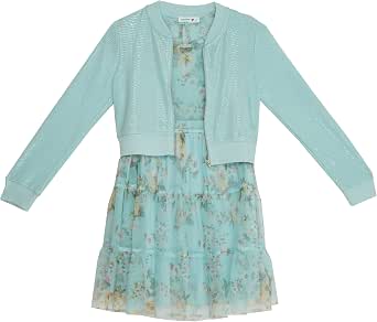 Amazon.com: Beautees Girls' Bomber Jacket and Flutter Sleeve Tiered ...