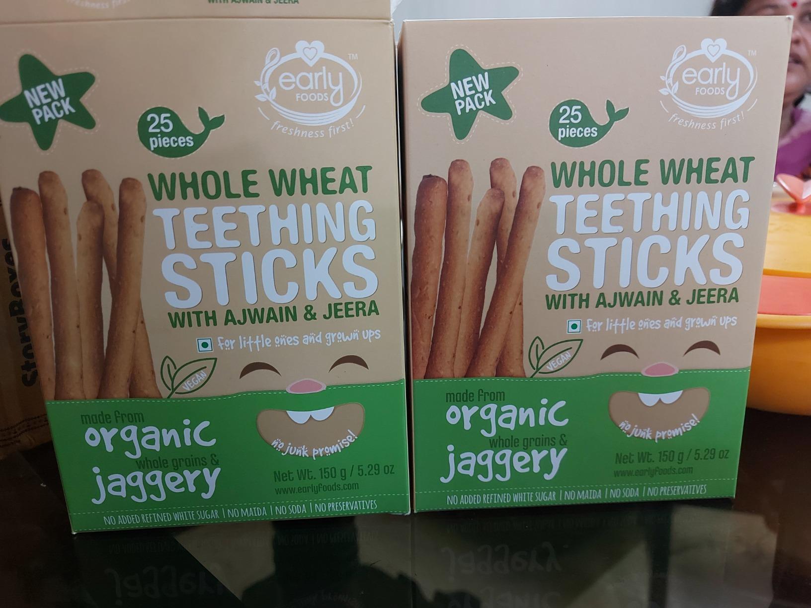 Early Foods - Pack of 2 - Whole Wheat Ajwain Jaggery Teething Sticks ...