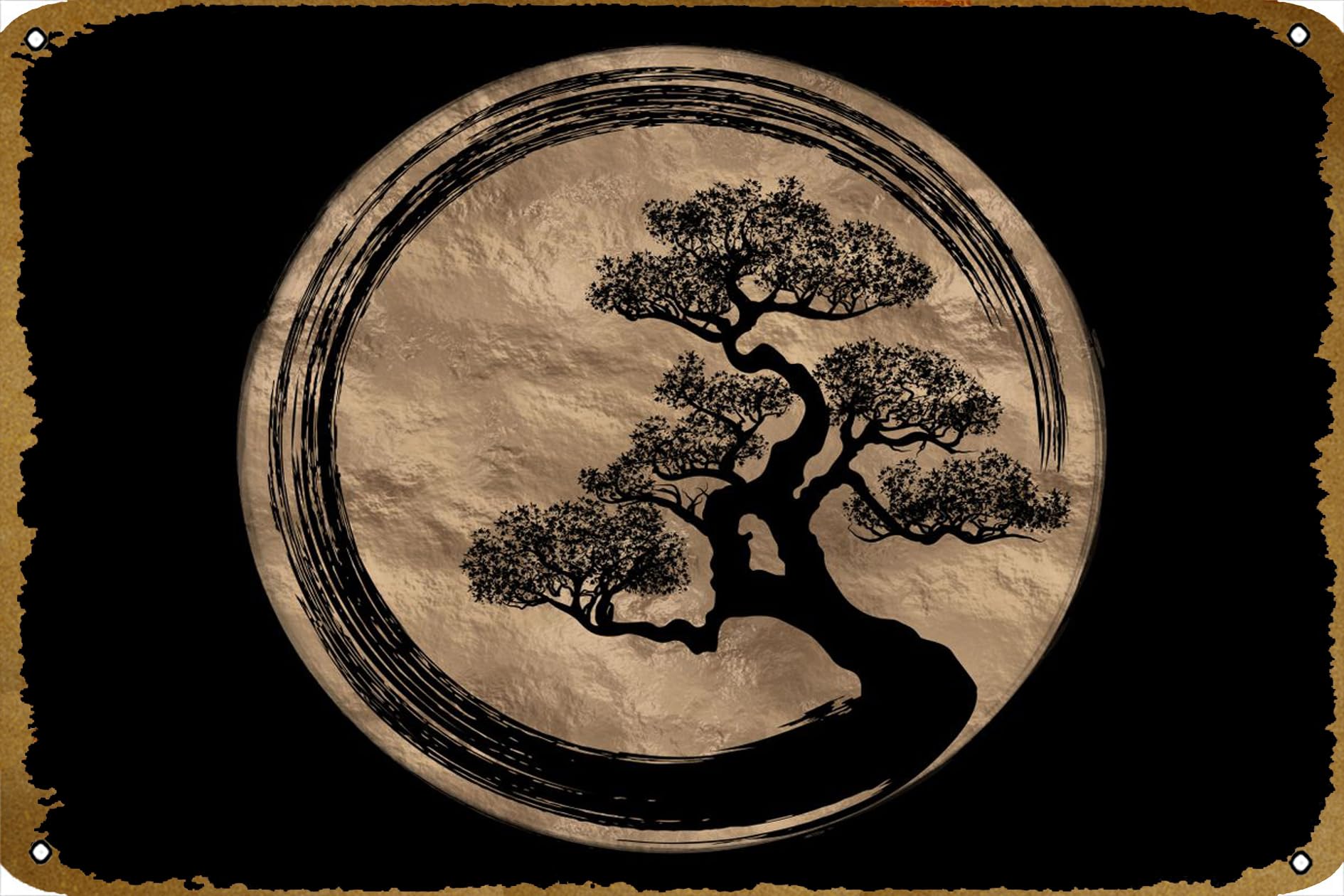 Amazon.com : Zen Circle and Bonsai poster Retro tin Sign Wall Art Decor ...