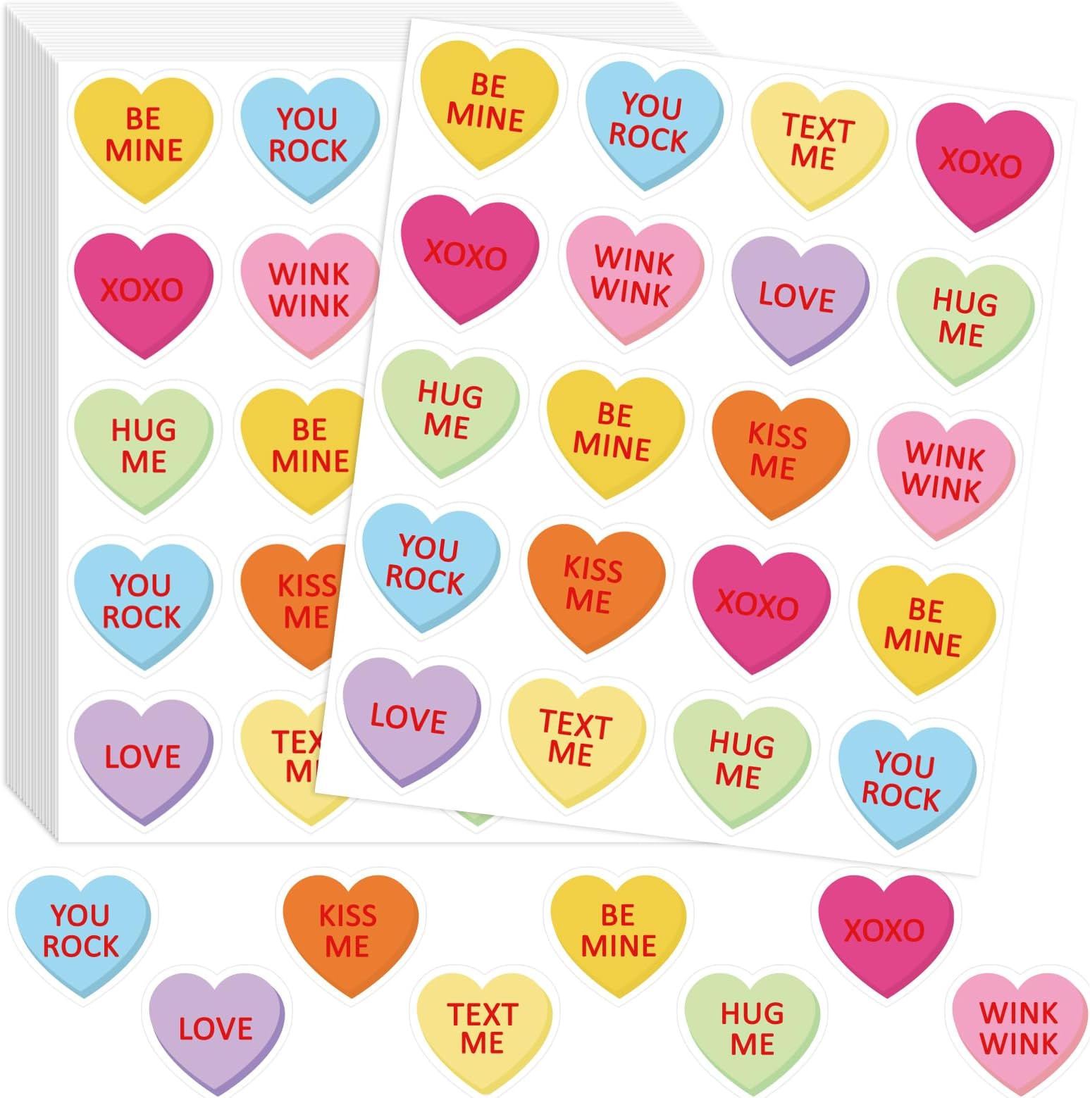 Amazon.com: 1200 PCS Heart Stickers Roll Valentine's Day Heart Shaped ...