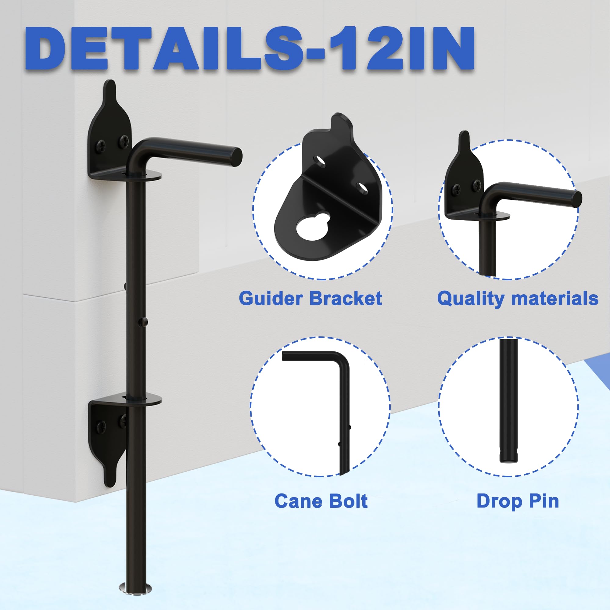 Snapklik.com : Heavy Duty Cane Bolt - 12" Gate Drop Rod For Vinyl Fence ...