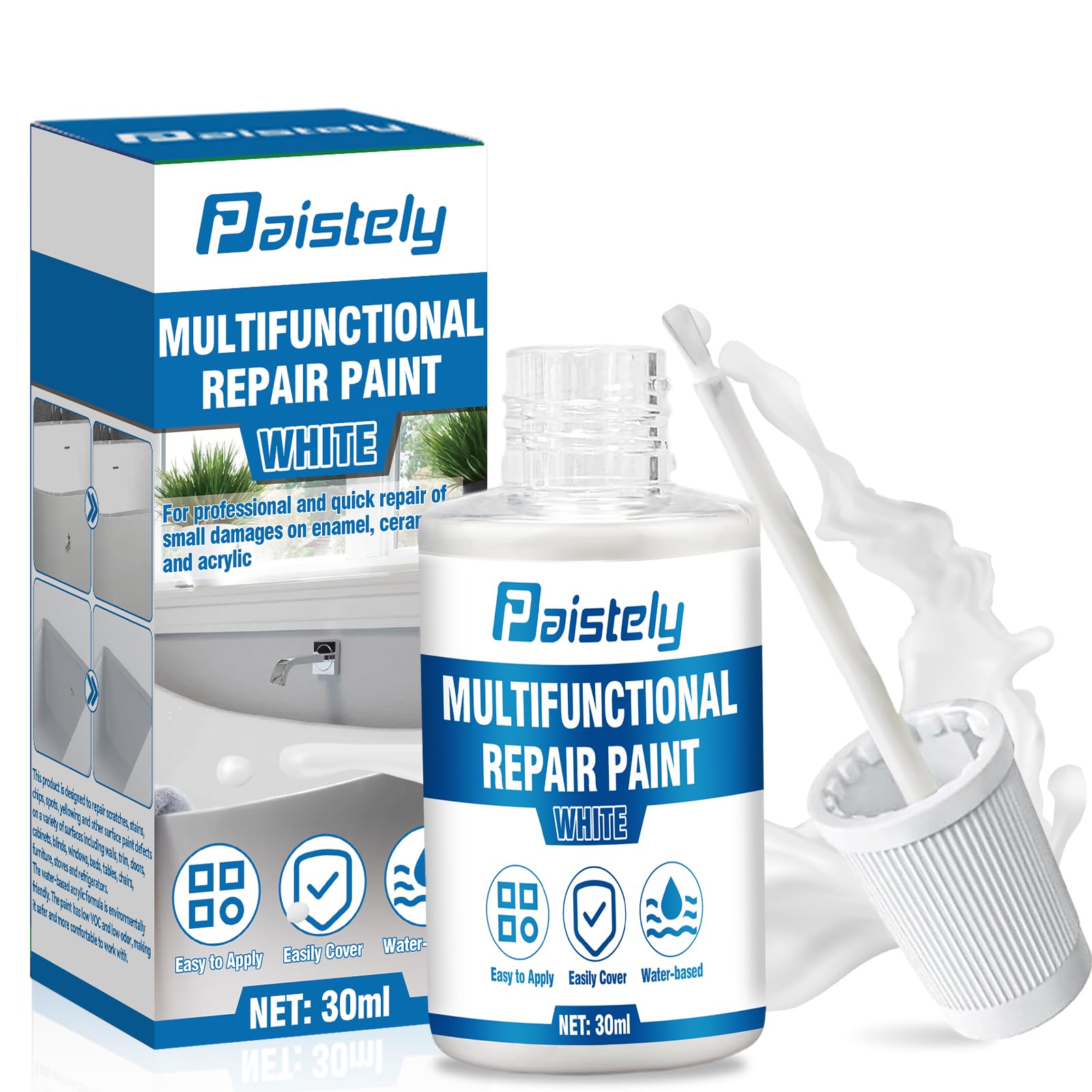 Paistely White Enamel Paint, 30 ml bath enamel repair, Strong white ...