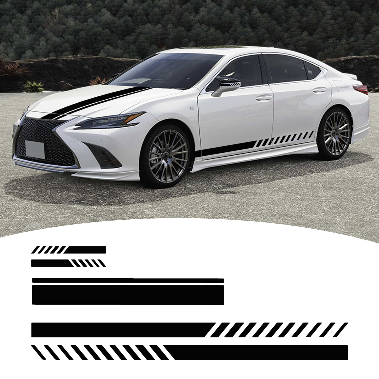 Buy Bilisin 5 Pieces Vinyl Car Side Sticker Long Stripe Auto Racing ...