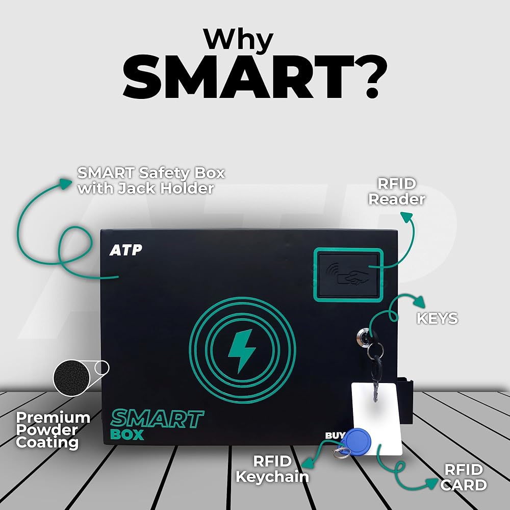 Smart EV Charger Safety Box with Lock Black RFID & Auto Cut for Ola ...