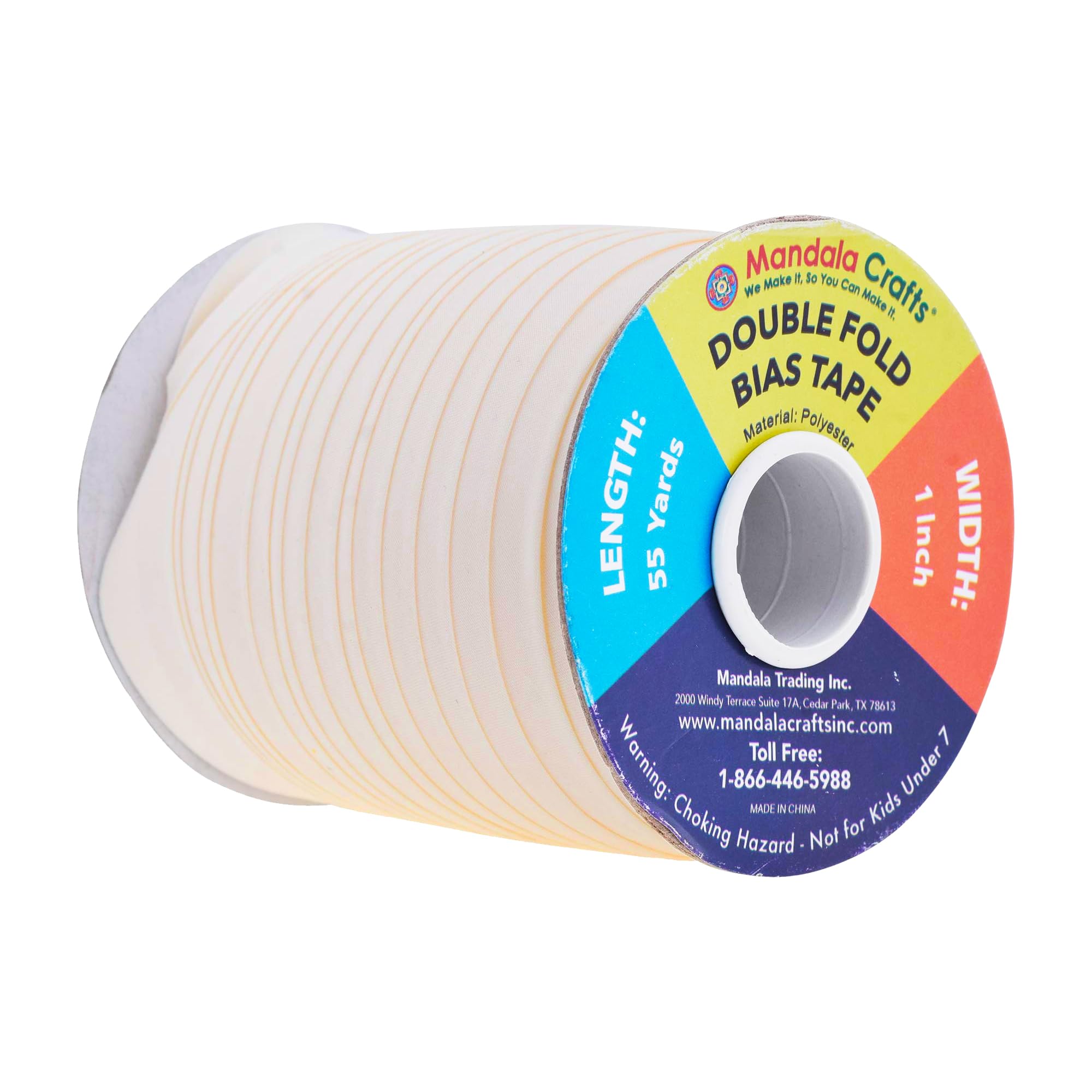 Snapklik.com : Mandala Crafts 55 Yards 1 Inch Cream Double Fold Bias ...