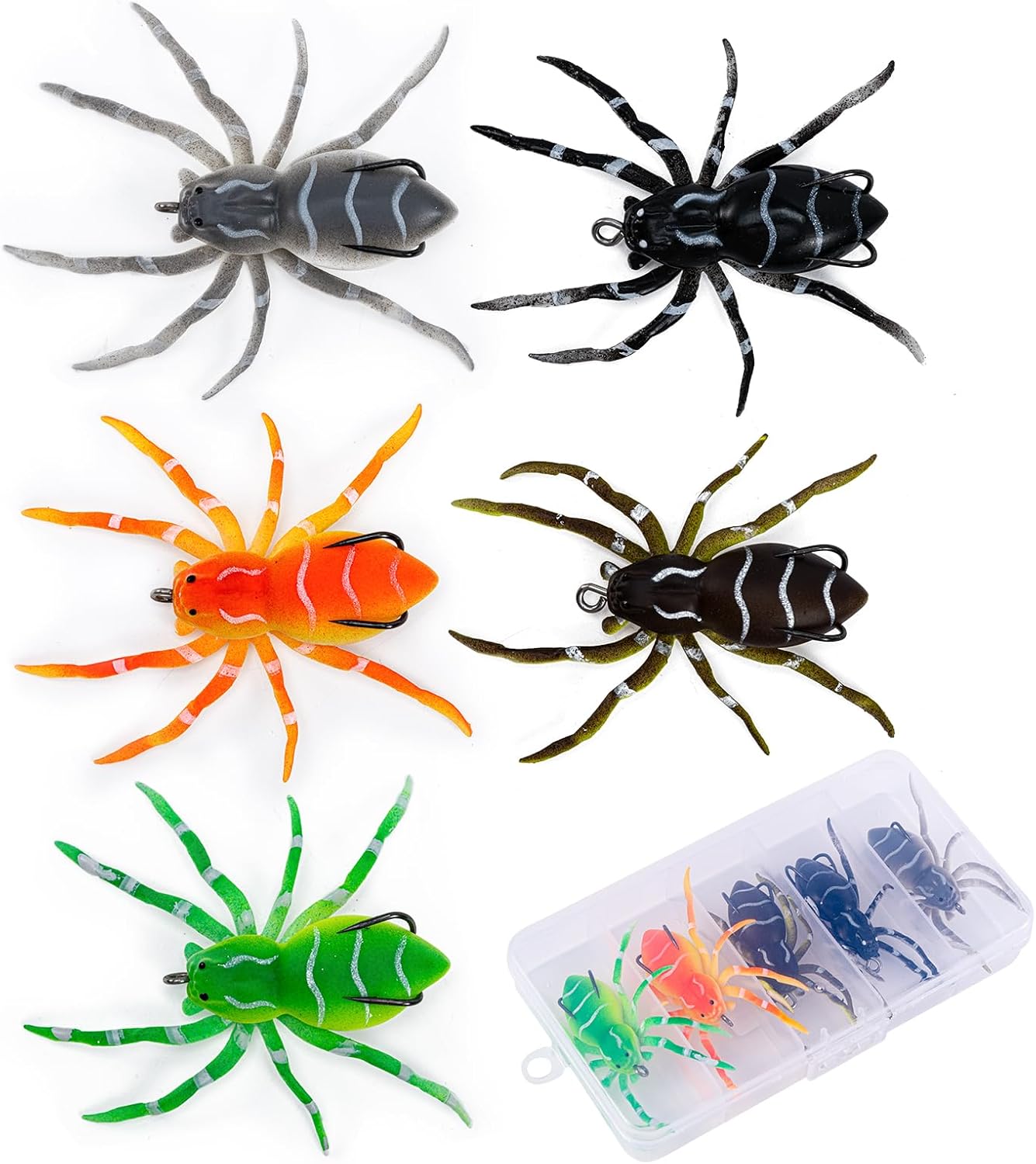 Amazon.com : Goture Fishing Spider Soft Lures 5 Pcs,Realistic Spider ...