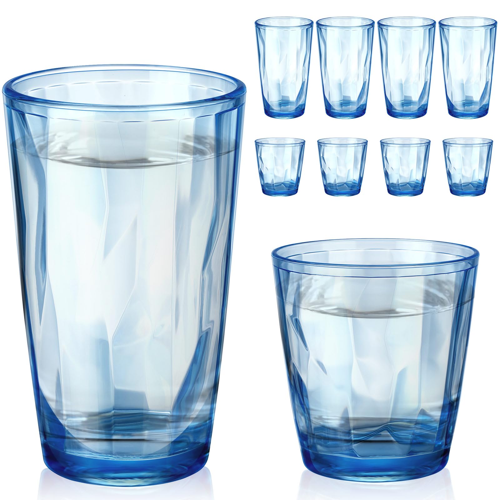 Amazon.com | Singhoow Set of 8 Plastic Drinking Glasses 16 Oz and 10 Oz ...